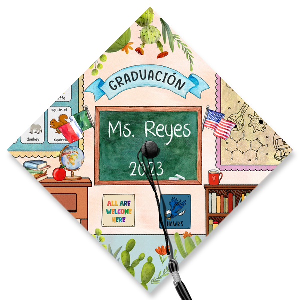 Graduación Maestra Printed Grad Cap Topper, Maestra Graduation Decorat ...