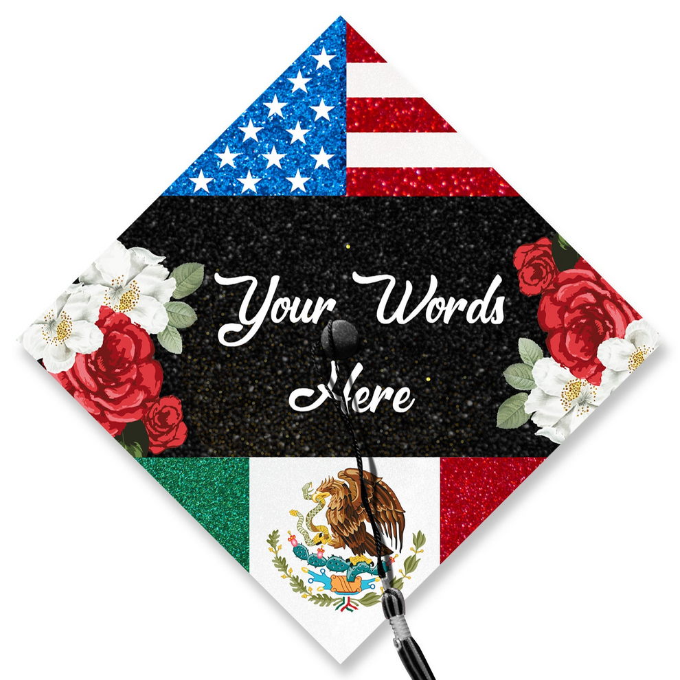 Customized Mexican Us Flag Printed Grad Cap Topper, Gift for Hispanic ...